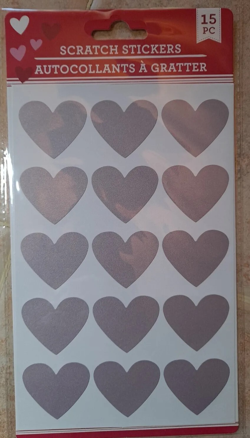 15 pc Sheets Scratch Off Labels Heart Scratch Stickers Scrapbook | eBay
