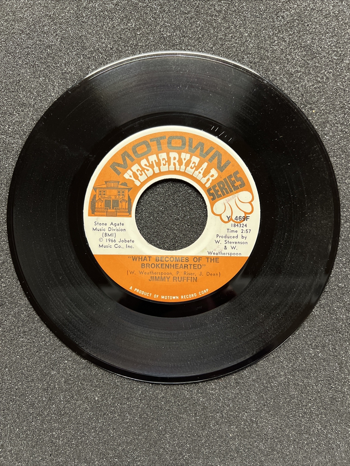 45 rpm Vintage 7” Vinyl Single Hit Record Jimmy Ruffin Motown Broken ...