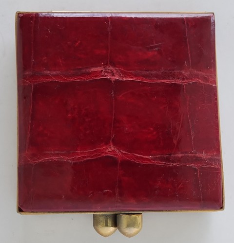 Rare Vintage Argentina Genuine Caiman Leather Gold Metal Ladies Mirror ...