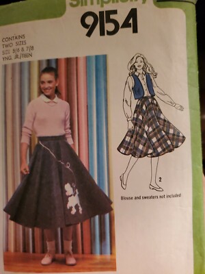 vtg sewing pattern simplicity womens 5/6 7/8 skirt vest cut 9154 70s | eBay
