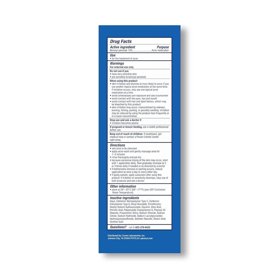 PanOxyl Acne Foaming Wash Benzoyl Peroxide 10% Maximum Strength ...