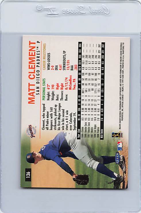 1999 Fleer Tradition #136 Matt Clement Padres Signed Auto *G6233 | eBay