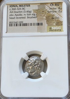 Ionia Miletus Apollo & Lion Drachm NGC CH AU Ancient Coin | eBay