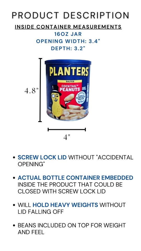 Peanuts Diversion Safe Stash Can Screw Lock Hidden Compartment For ...
