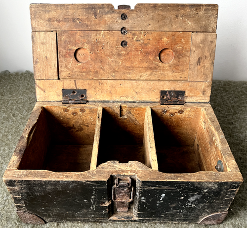 RARE! WW2 GERMAN WOODEN BOX FOR 2x WEHRMACHT KART 15CM S.J.G.33 AMMO ...