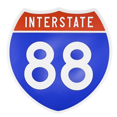 Interstate 88 Road Sign Replica | 8.53 x 8.54 Inches | 8 oz ...