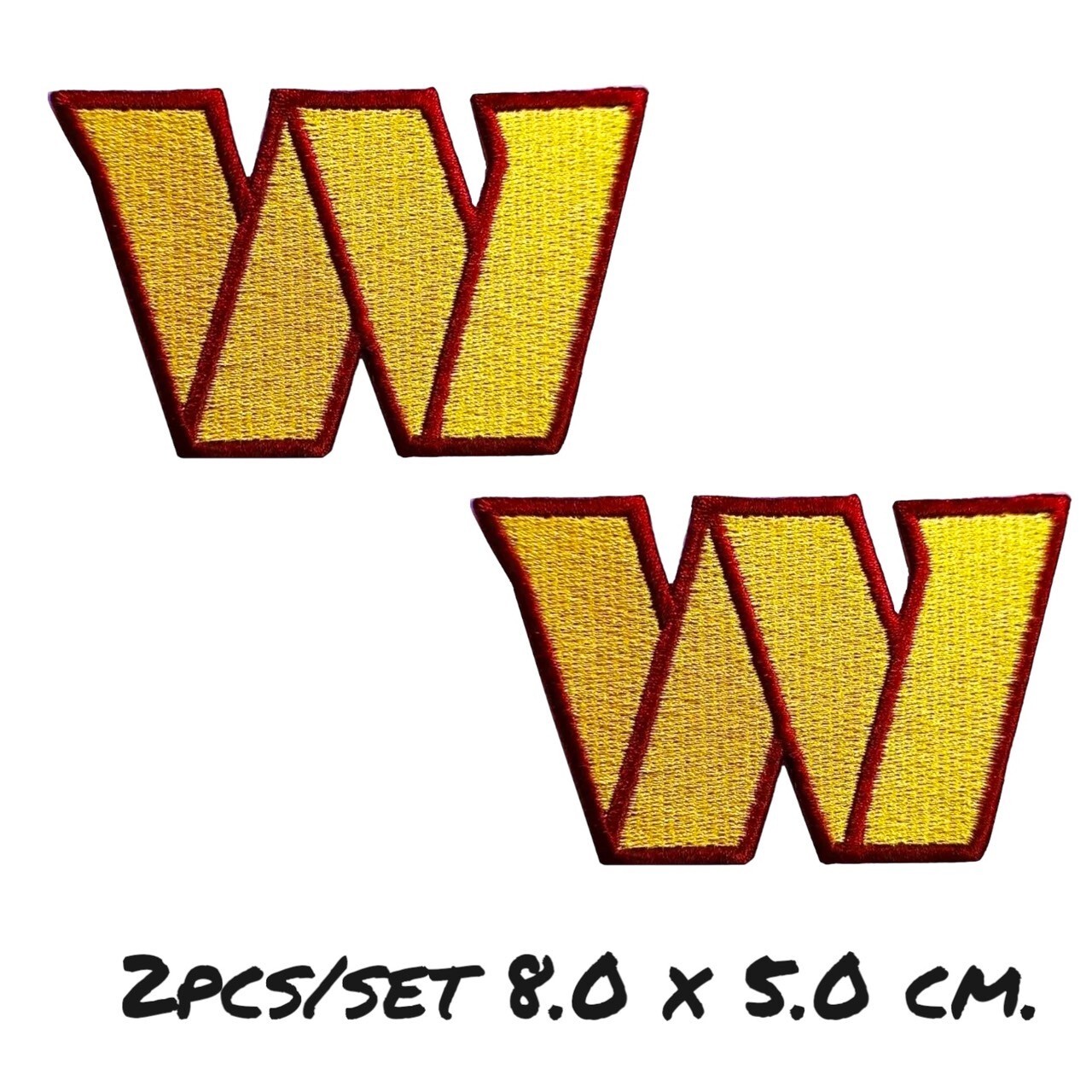 2 Pieces Washington Commanders Yellow W Logo Football Embroidered Iron ...