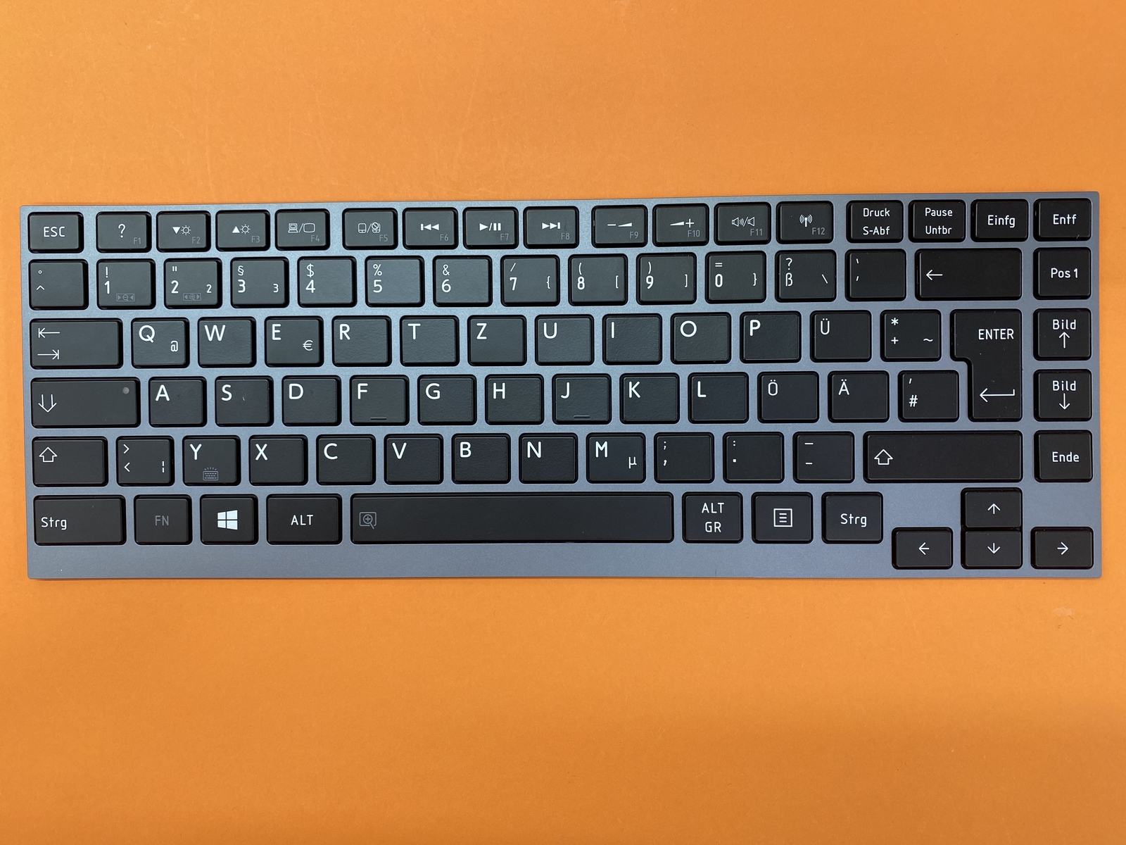 DE - Tastatur Keyboard mit Beleuchtung, Grau Rahmen für Toshiba Portege ...