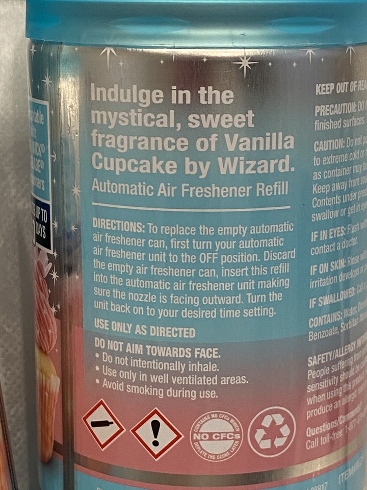 4 PACK Wizard Automatic Spray Refills VANILLA CUPCAKES, Fits Glade ...