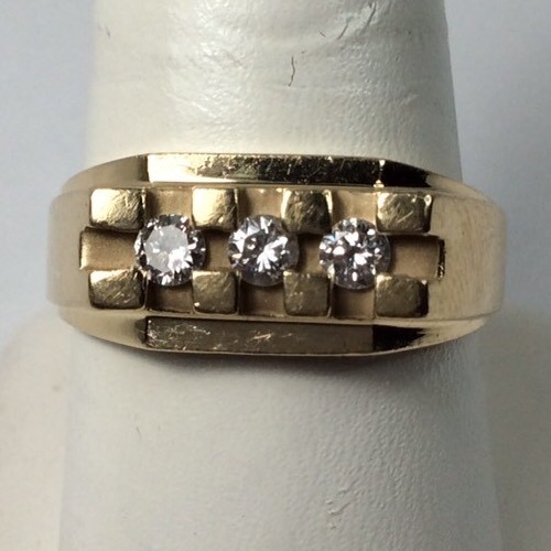 Men's Modem Diamond 14 K Gold Ring With Diamonds Size 9.5 (J528) | eBay