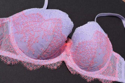 32DD VICTORIA'S SECRET DREAM ANGELS PURPLE & PINK LACE LINED DEMI BRA ...