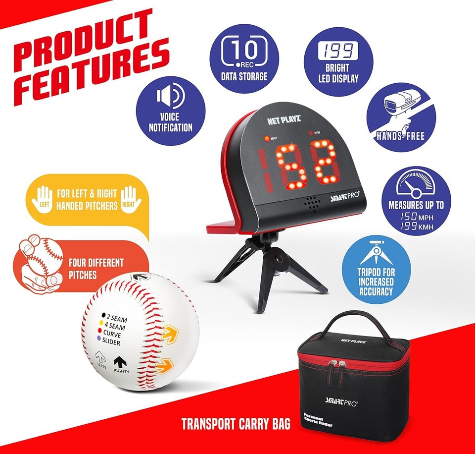 Baseball Pitch Trainer Speed Radar + Finger Placement Markers Kit ...