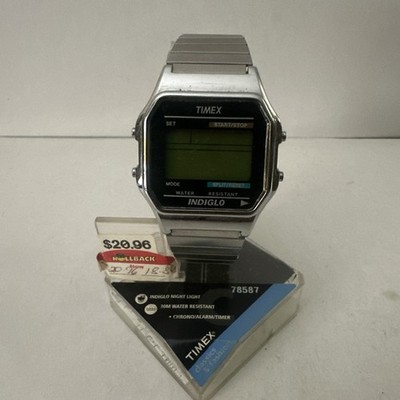 VTG Timex T78587 Men’s Digital Watch Silvertone Expansion Band Indiglo ...