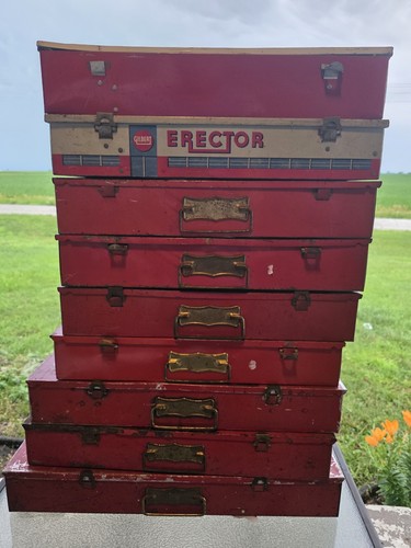Vintage Gilbert Erector Set Cases Empty Metal Lot Of 9 | eBay
