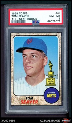 1968 Topps #45 Tom Seaver * Mets HOF COMMON VARIATION ASR PSA 8 - NM/MT ...