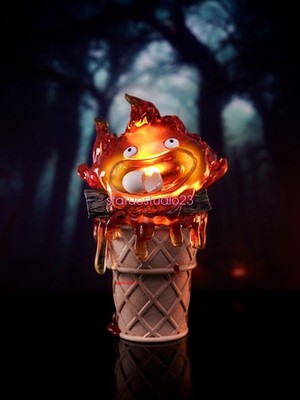 Calcifer Ice Cream Statue Figure Model Collectible Painted GK LED Boy ...