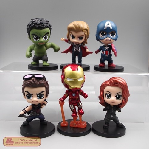 Anime Iron man Captain America 6Pcs big eye Figure Statue toy Gift | eBay