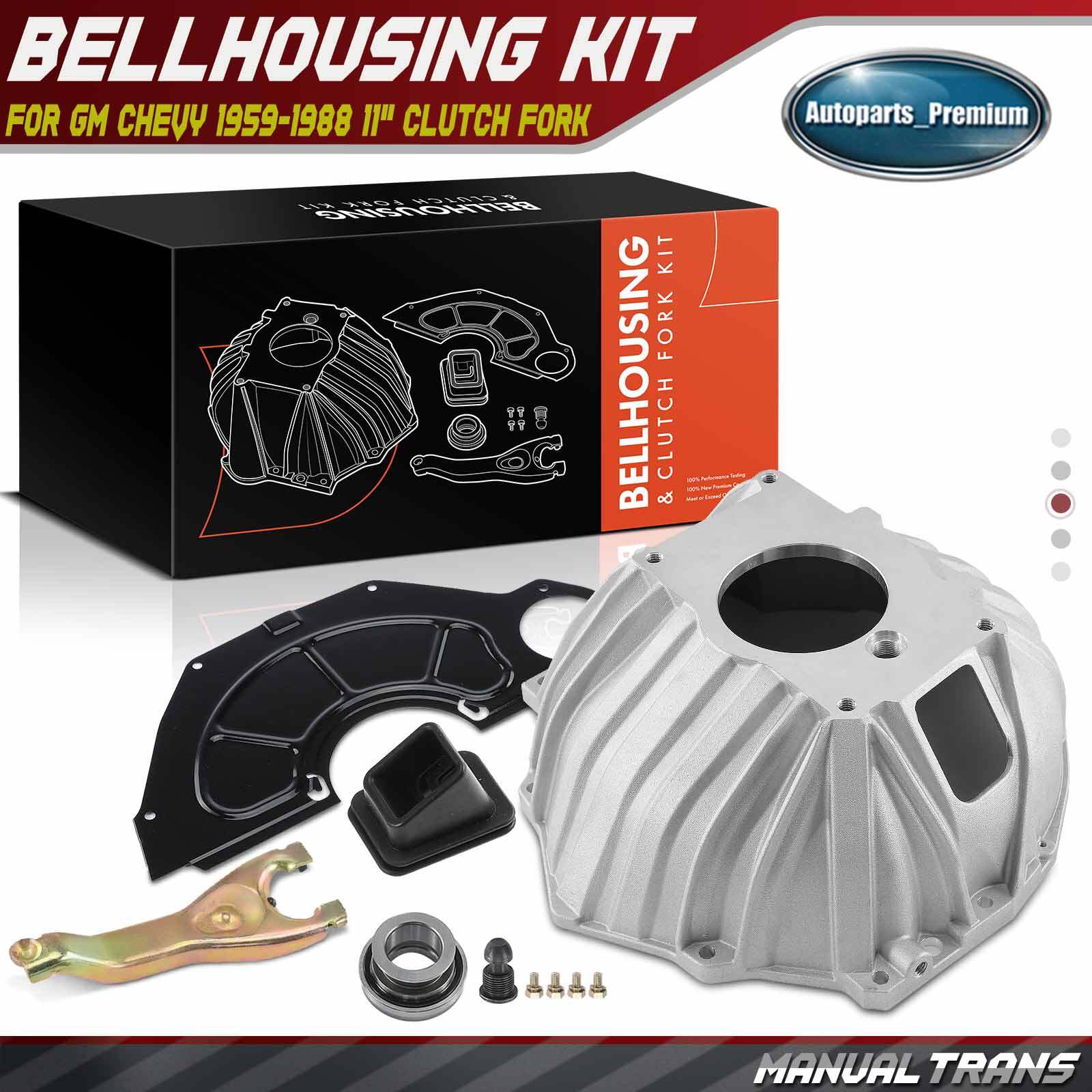 11" Bell Housing Kit & Clutch Fork & Throwout Bearing & Cover for Chevy ...