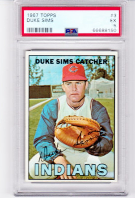 1967 TOPPS #3 DUKE SIMS PSA 5 EX CLEVELAND INDIANS | eBay