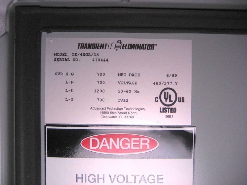 APT Transient Eliminator TE/4XGA/DS 480/277Y TVSS XGA Modular Surge ...