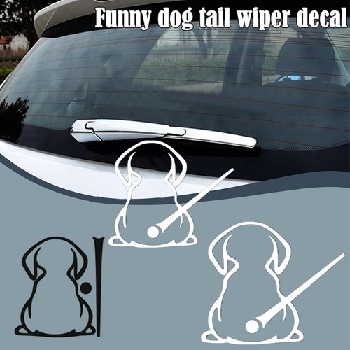 Decals Rear Sticker Window Wiper Car Skin Funny Moving Tail Dog Cartoon ...