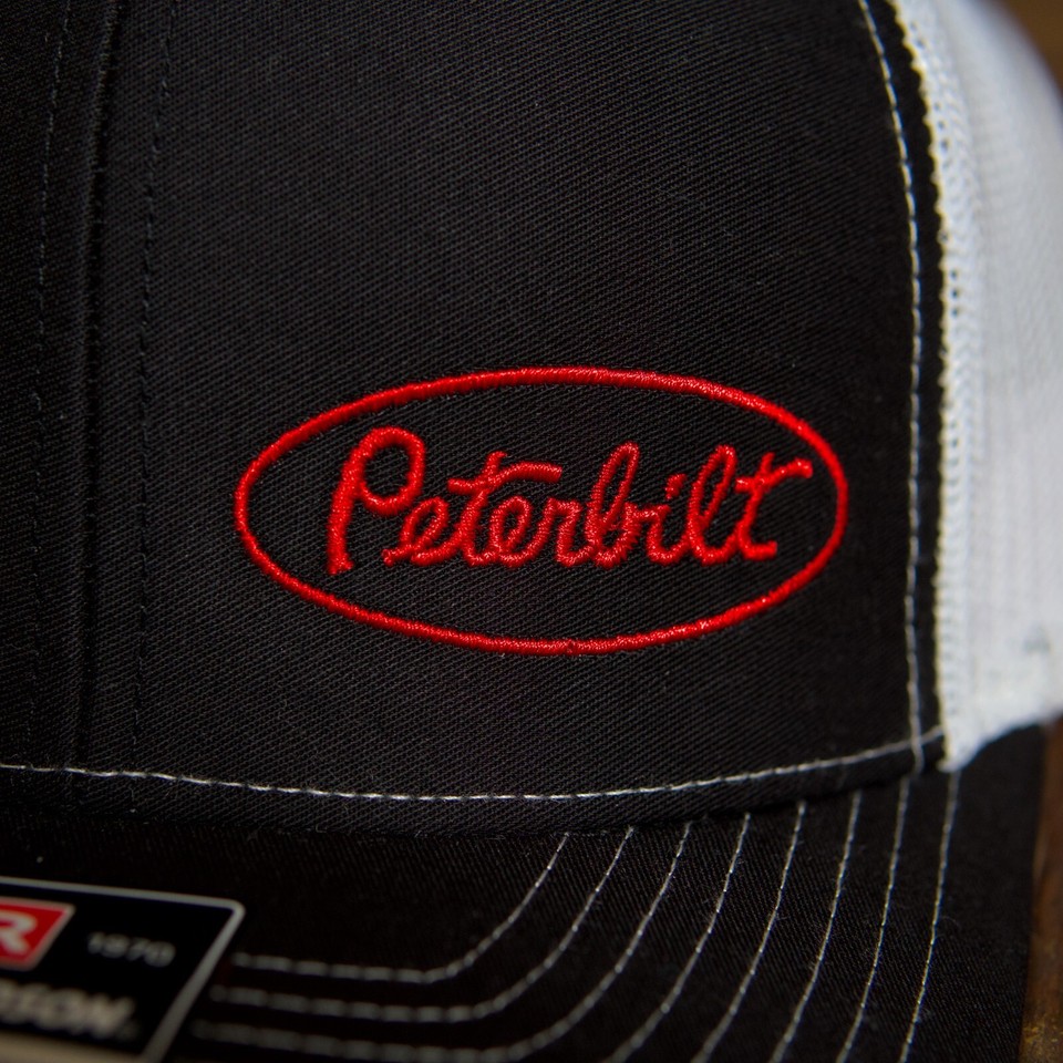 NEW - Peterbilt Richardson 112 Black/White Trucker Cap Hat Snapback ...