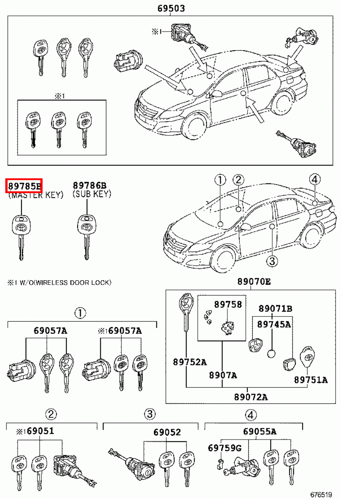Genuine Yaris NCP90 KSP90 1.0 1.3 Transponder Master Key Uncoded Set x2 ...