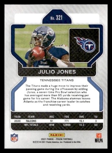 2021 Panini Prizm #321 Julio Jones Tennessee Titans Football card | eBay