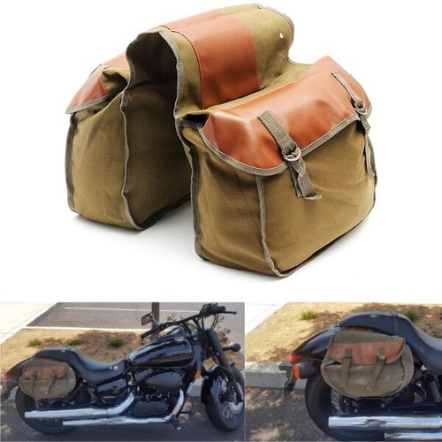 36L Universal Canvas Motorcycle Pannier Side Bag Cycle Luggage Saddle ...