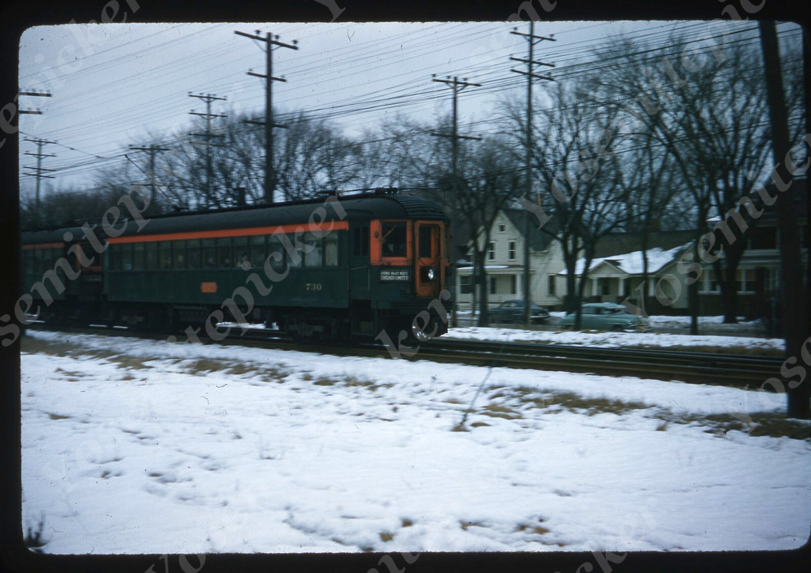 sl81 Original slide 1958 CNSM North Shore Car Trolley Electric Train ...