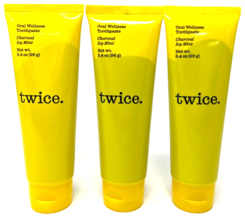 (3) Twice Oral Wellness Toothpaste New 3.4 oz Each Charcoal Icy Mint BB ...