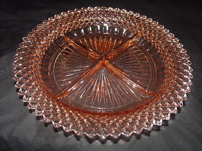 ANCHOR HOCKING MISS AMERICA PINK DEPRESSION GLASS 4 SECTION CONDIMENT ...
