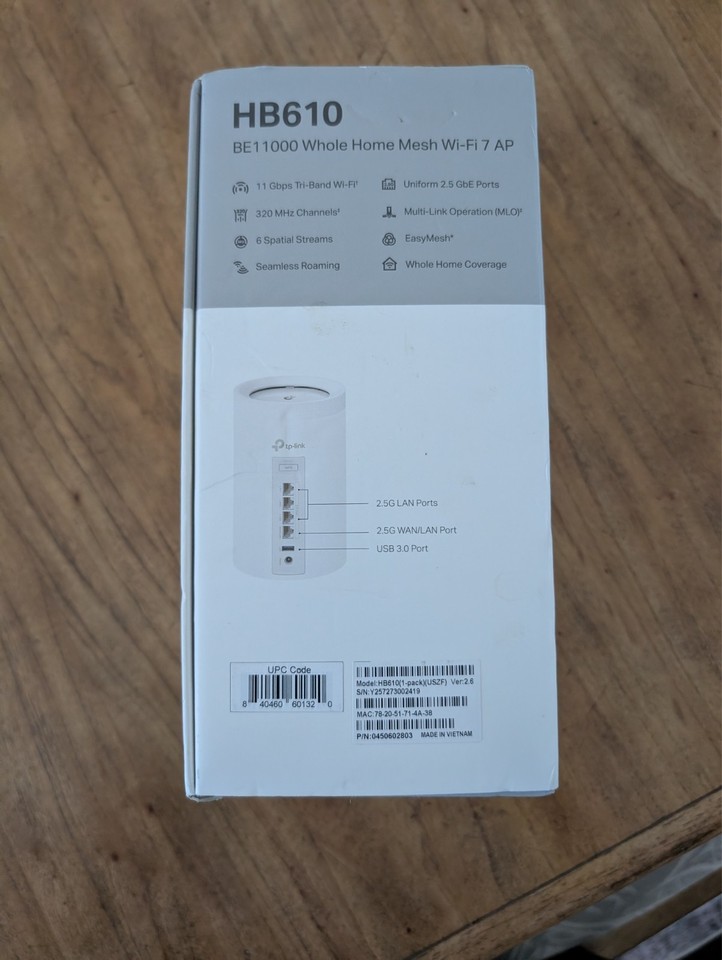 TP-Link BE11000 HB610 (Qty. 1) Aginet Whole Home Tri Band Mesh Wi-Fi 7 ...