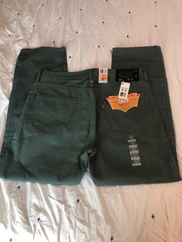 Levis 501 Jeans Mens Size 38x32 Green Button Fly New With Tags Shrink ...