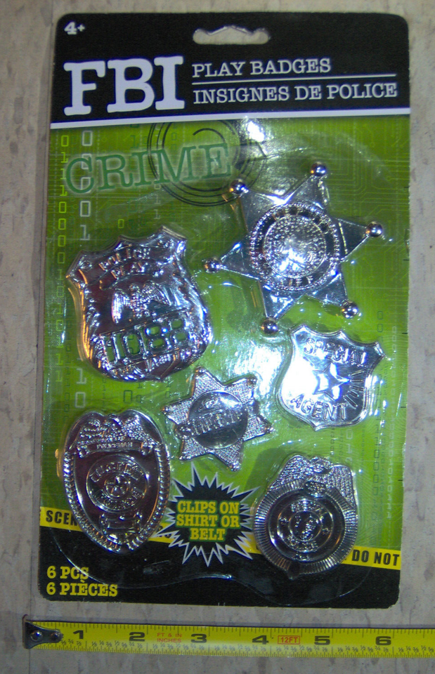 Fake play Police and Sheriff Badges 6 piece plastic Costume Badges ...