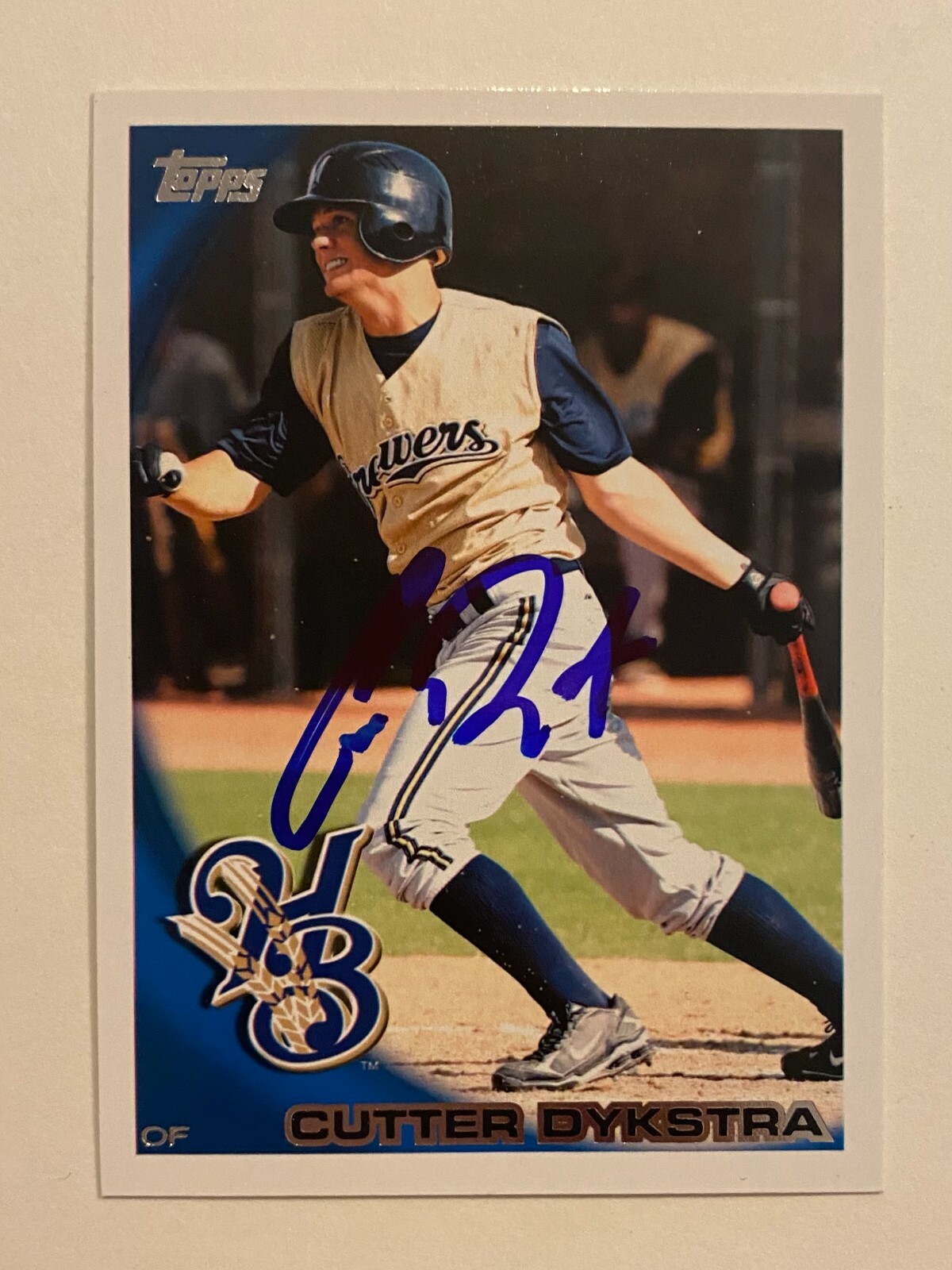 Cutter Dykstra Signed Topps #18 2010 Card Helena Brewers Auto MLB RAD ...