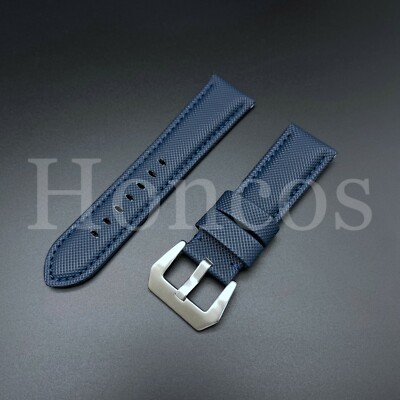 24mm Blue Nylon Canvas leather watch strap Band Fits For Panerai PAM ...