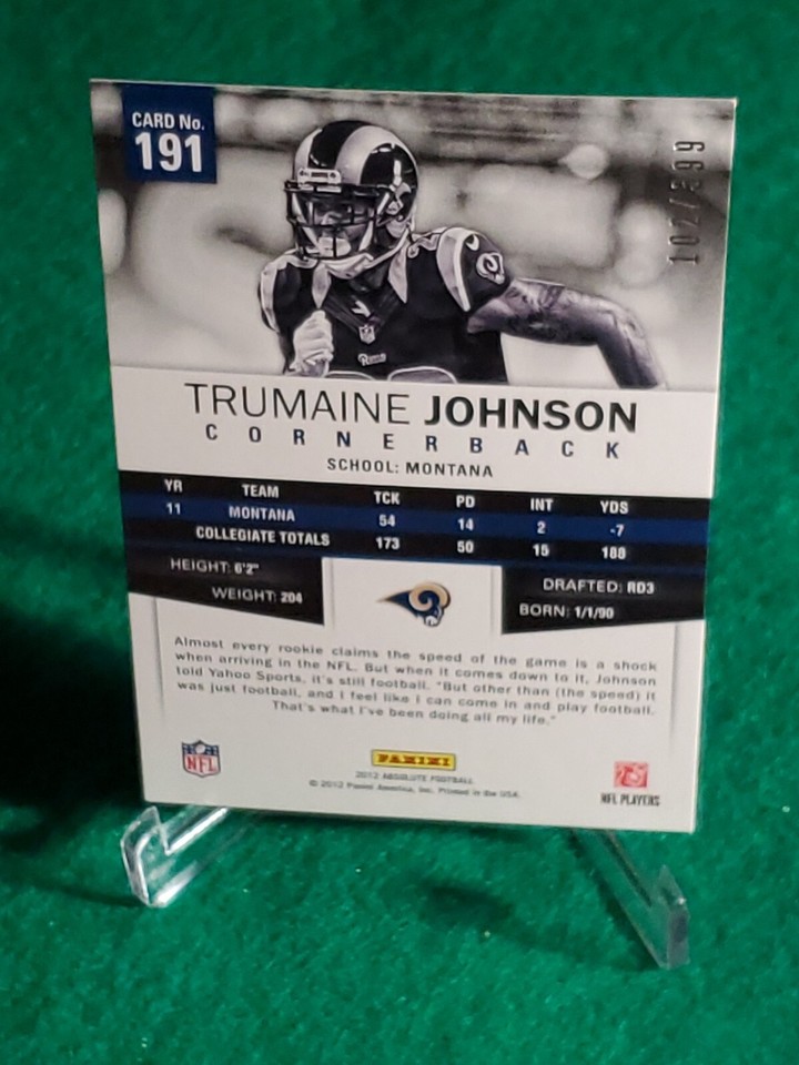 2012 Panini Absolute Rookies /399 Trumaine Johnson #191 Rookie RC | eBay