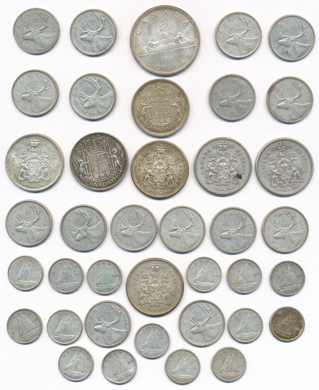 80% CANADA Bullion Junk Silver Coins $10 Face Value Mixed Circulated ...