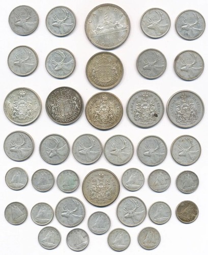 80% CANADA Bullion Junk Silver Coins $10 Face Value Mixed Circulated ...