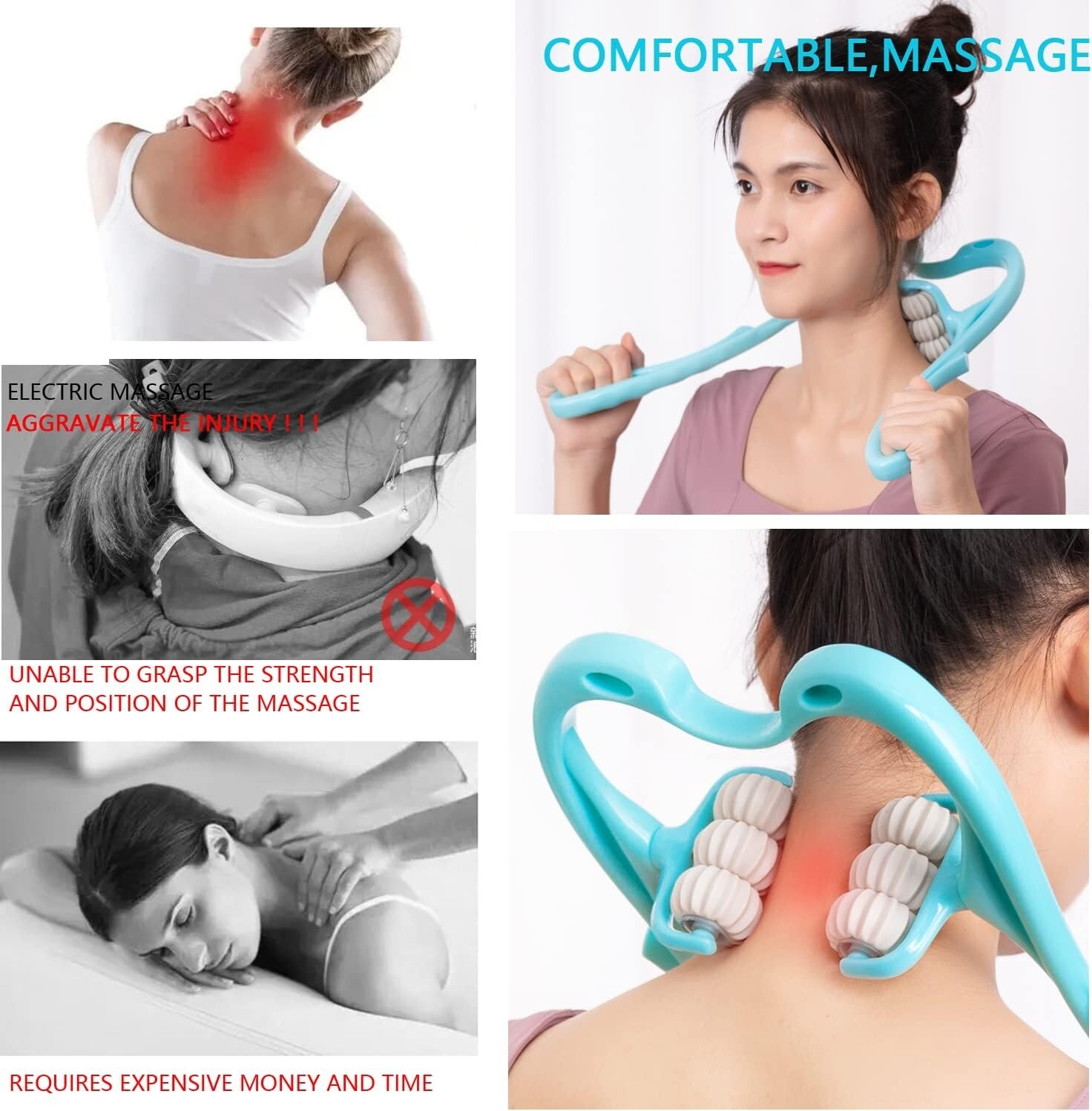 6-Roller Hand Neck Shoulder Massager Trigger Point Pressure Pain ...