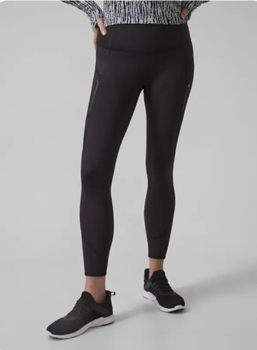 Athleta L LARGE Rainier Tight 7/8 Leggings, Black Winter Workout Run ...