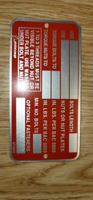 Boeing Aircraft Co UT-6930 Tag Metal Plate - 4" x 2" | eBay