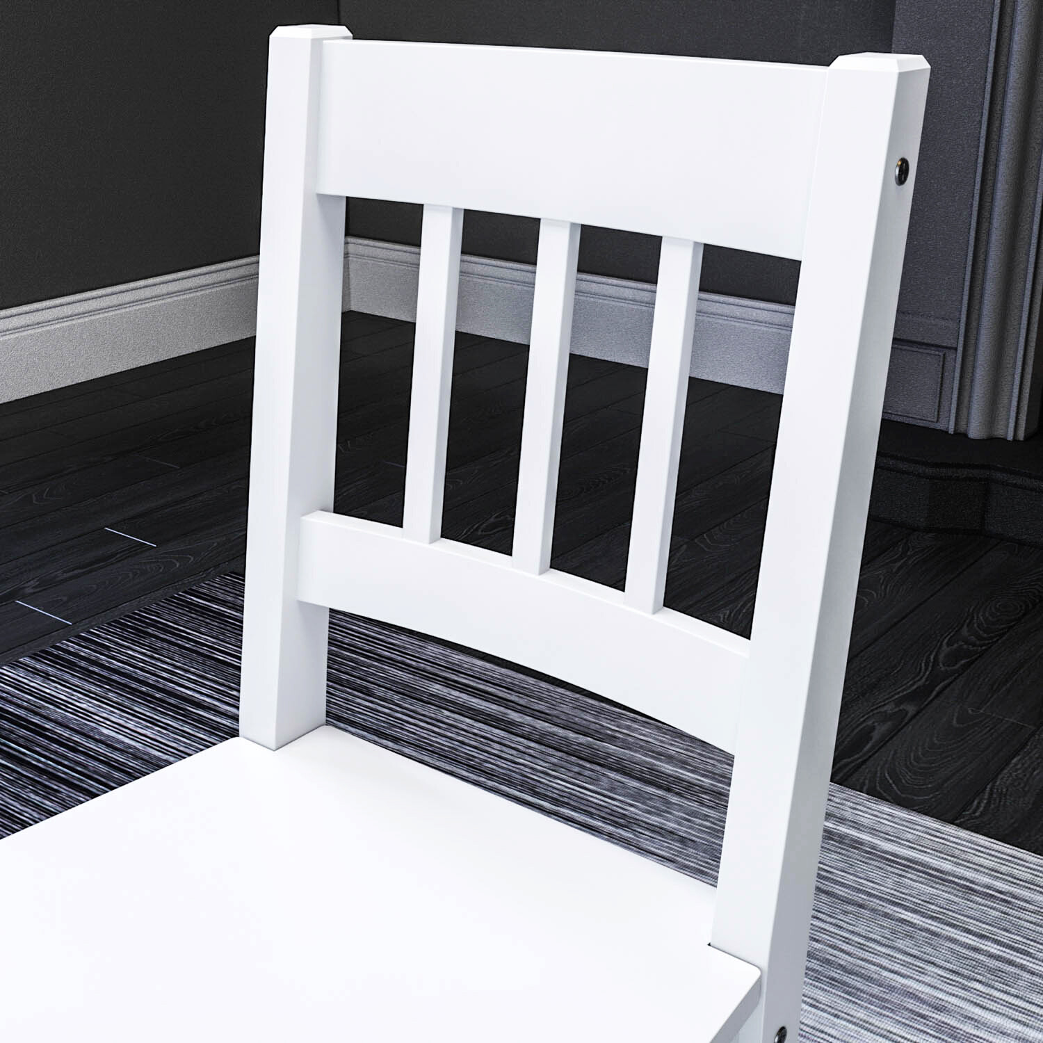 White Dining Table and 4 Chairs Set Classic Solid Wooden Kitchen Home ...