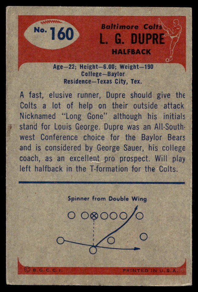 1955 Bowman # Louis Dupre RC Baltimore Colts EX-EXMINT NO RESERVE! | eBay