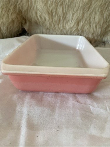 VINTAGE pink scroll PYREX baking dish 575-B 2 qt space saver NO lid lol ...
