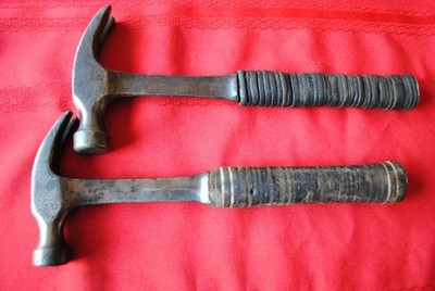 Two Vintage Estwing Claw Hammers w/ Leather Grips, 16oz,260z. Old Tools ...