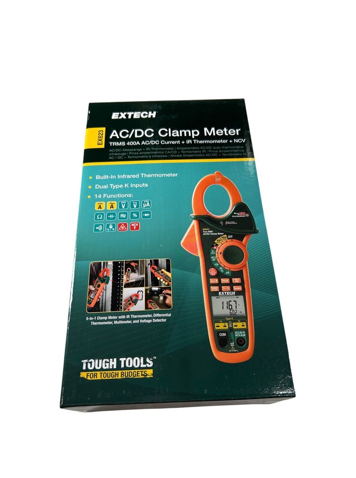 Extech EX623 CAT III 600V 400A Max TRMS Clamp-Jaw Digital Clamp Meter ...
