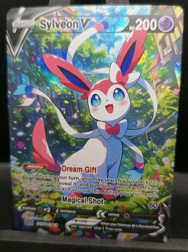 Pokemon Custom Holo Foil Card With Texture Sylveon V Full Art | eBay