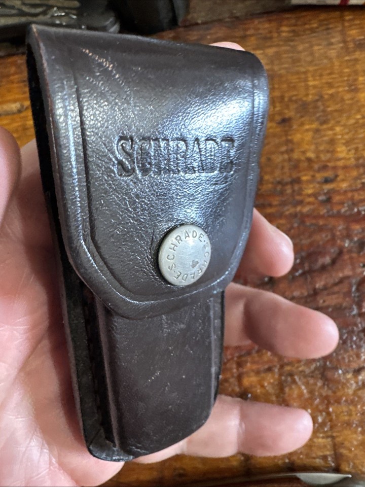 Vintage Schrade+ USA LTD LB5 Folding Lockback Knife W/Schrade Leather ...